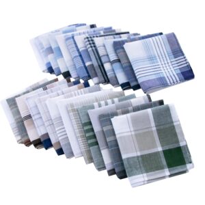 CoCoUSM Assorted Pack of Mens Classic Striped Border Cotton Handkerchiefs White 6PCS