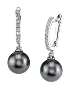 the pearl source 8-9mm genuine black tahitian south sea cultured pearl zara earrings for women