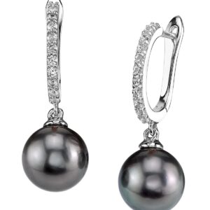 THE PEARL SOURCE 8-9mm Genuine Black Tahitian South Sea Cultured Pearl Zara Earrings for Women