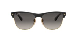 ray-ban rb4175 clubmaster oversized square sunglasses, demi gloss black/polarized grey gradient dark grey, 57 mm