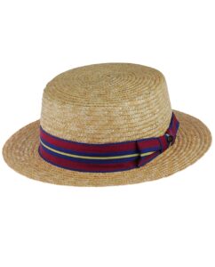 nyfashion101 unisex grosgrain ribbon straw skimmer boater hat, multicolored striped