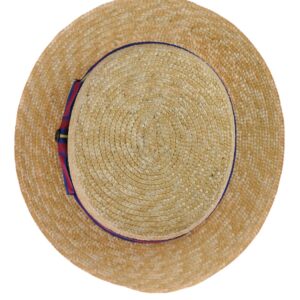 NYFASHION101 Unisex Grosgrain Ribbon Straw Skimmer Boater Hat, Multicolored Striped