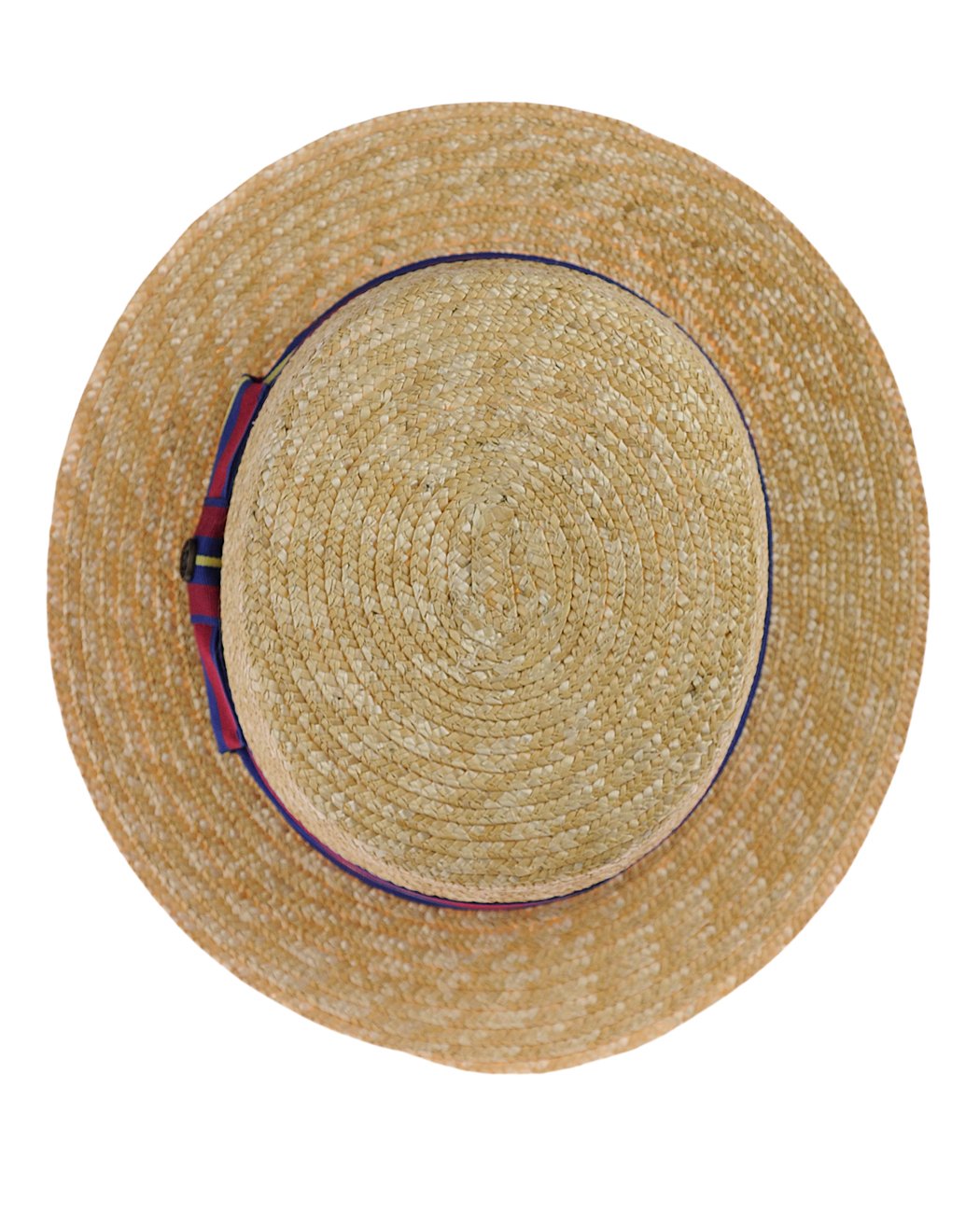 NYFASHION101 Unisex Grosgrain Ribbon Straw Skimmer Boater Hat, Multicolored Striped