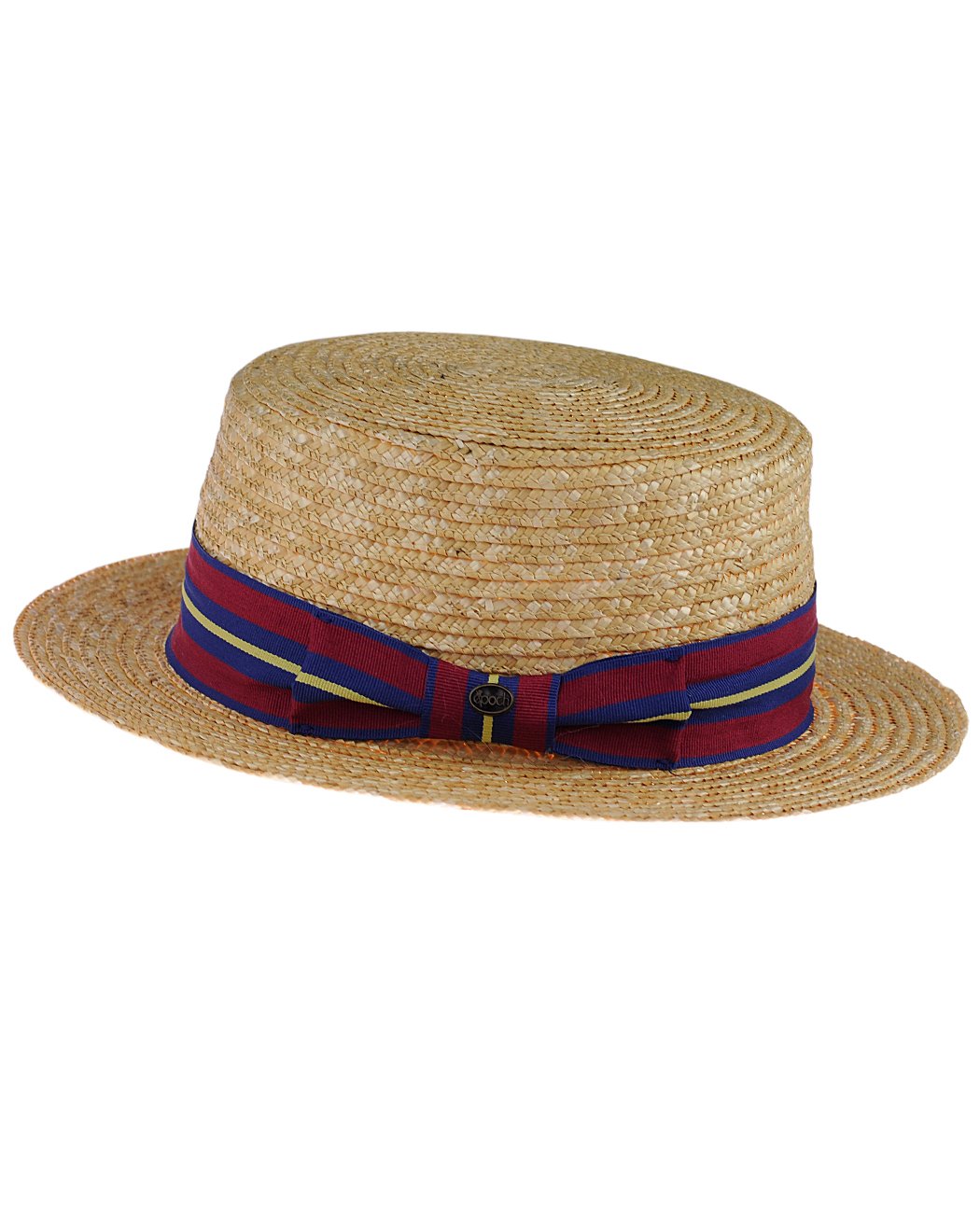 NYFASHION101 Unisex Grosgrain Ribbon Straw Skimmer Boater Hat, Multicolored Striped