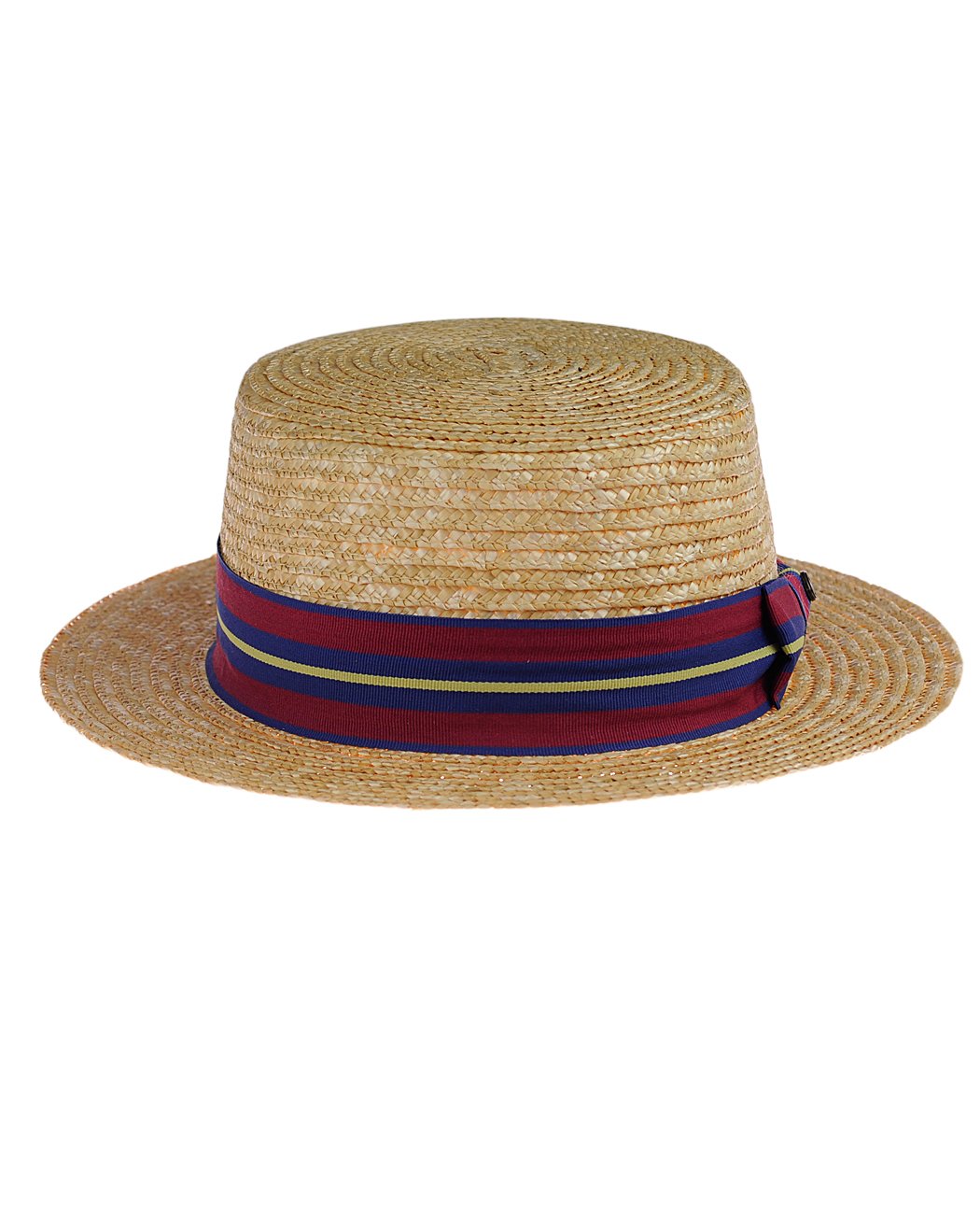 NYFASHION101 Unisex Grosgrain Ribbon Straw Skimmer Boater Hat, Multicolored Striped