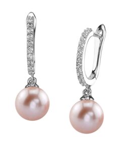 real pearl dangle earrings for women with genuine aaaa quality pink freshwater cultured pearls | 14k gold plated 925 sterling silver earrings for women - the pearl source