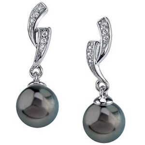 the pearl source 8-9mm genuine black tahitian south sea cultured pearl delilah earrings for women