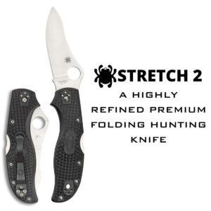 Spyderco Stretch 2 Signature Lightweight Hunting Knife with 3.43" VG-10 Stainless Steel Blade and Black FRN Handle - PlainEdge - C90PBK2