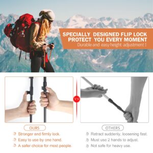 G2 Trekking Hiking Poles Telescopic/Aluminum Alloy/Comfort Handle/Auto-adjustable Strap/Quick Flip Lock/Snow Baskets Attached (Pack of 2 Poles) (Orange & Black)