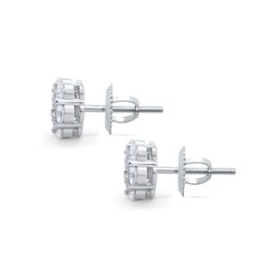 8mm Cluster Earrings 7-Stone Round Simulated Cubic Zirconia 925 Sterling Silver Screwback Flower Stud Earring