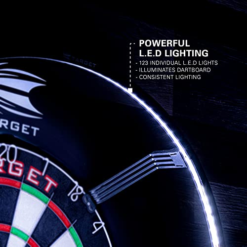 Target Darts Corona Vision Dartboard Lighting System, Black Frame | White LED Dart Board Surround Ring Light with Magnetic Feet | Shadow Eliminating Dartboard Light | Professional Darts Accessories