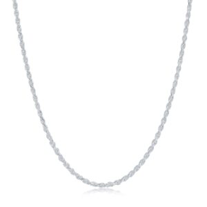 sterling silver diamond cut high polished 1mm italian twisted rope chain necklace 16"-24" (20)