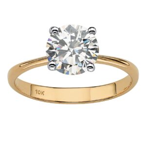 palmbeach 10k yellow gold round genuine white topaz solitaire engagement ring sizes 6-10 size 7