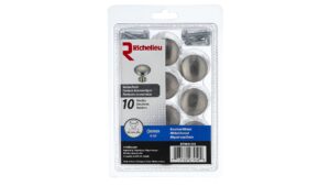 richelieu hardware dp9041195 (10-pack) copperfield collection 1 3/16-inch (30 mm) brushed nickel modern cabinet and drawer knob for kitchen, bathroom, and furniture