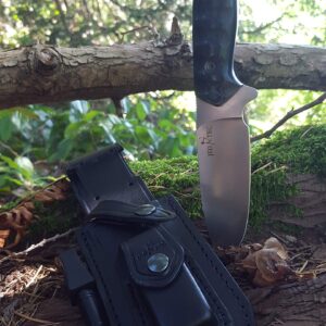 JEO-TEC Nº21 Bushcraft Survival Hunting Tactical Knife - BOHLER N690C Stainless Steel, Multi-positioned Leather Sheath, Sharpener Stone & Firesteel included - Handmade