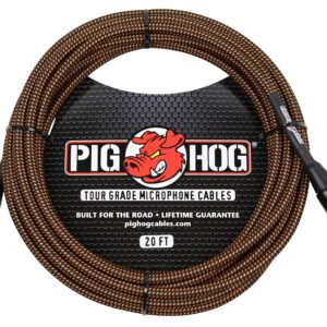 Pig Hog PHM20ORG Black/Orange Woven High Performance XLR Microphone Cable, 20 Feet