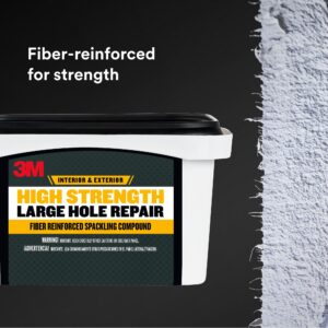 3M High Strength Large Hole Repair Kit, Includes Fiber Reinforced Spackling Compound (12 oz.), Repair Plate, Putty Knife and Sanding Sponge, For Easy Wall Repair, No Shrinking or Cracking (LHR-KIT)