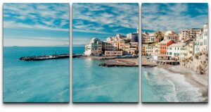 wall26 canvas print wall art set coastal italian cityscape nature wilderness photography realism rustic scenic relax/calm multicolor for living room, bedroom, office - 24"x36"x3 panelspanels