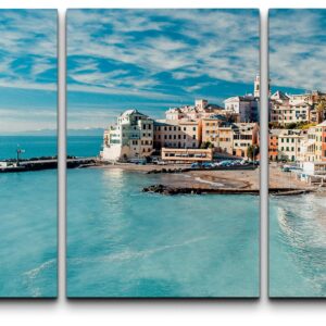 wall26 Canvas Print Wall Art Set Coastal Italian Cityscape Nature Wilderness Photography Realism Rustic Scenic Relax/Calm Multicolor for Living Room, Bedroom, Office - 24"x36"x3 PanelsPanels