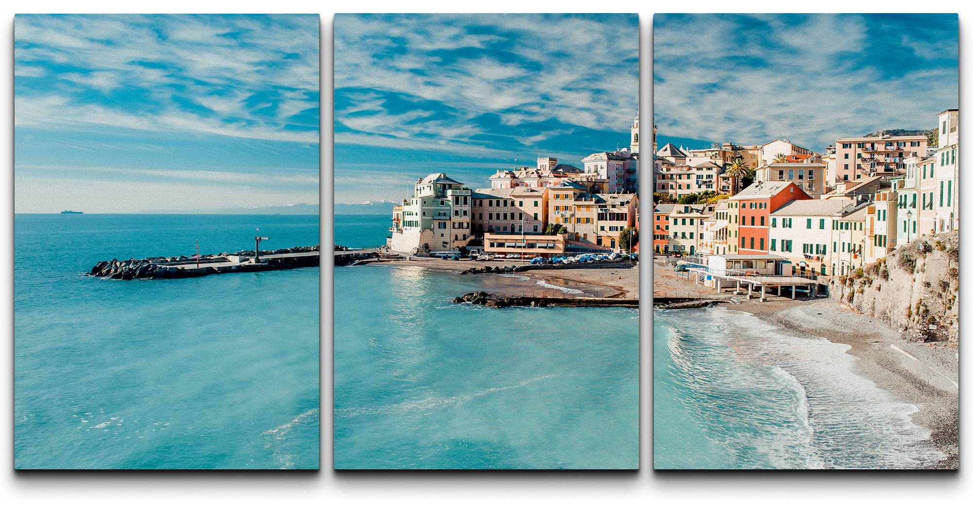 wall26 Canvas Print Wall Art Set Coastal Italian Cityscape Nature Wilderness Photography Realism Rustic Scenic Relax/Calm Multicolor for Living Room, Bedroom, Office - 24"x36"x3 PanelsPanels