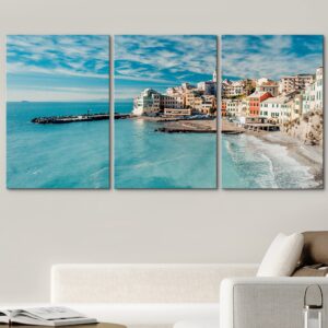 wall26 Canvas Print Wall Art Set Coastal Italian Cityscape Nature Wilderness Photography Realism Rustic Scenic Relax/Calm Multicolor for Living Room, Bedroom, Office - 24"x36"x3 PanelsPanels