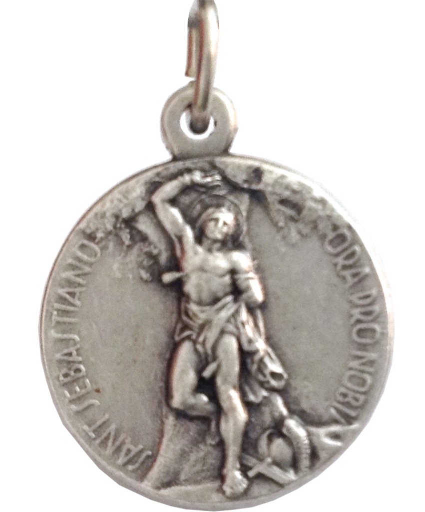 I G J Saint Sebastian Silver Tone Medal - The Patron Saints Medals