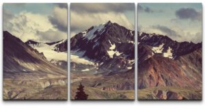 wall26 - 3 piece canvas wall art - mountains in alaska - modern home art stretched and framed ready to hang - 16"x24"x3 panels