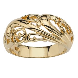 palmbeach yellow gold-plated sterling silver swirling cutout dome ring sizes 5-12 size 10