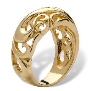 PalmBeach Yellow Gold-plated Sterling Silver Swirling Cutout Dome Ring Sizes 5-12 Size 10