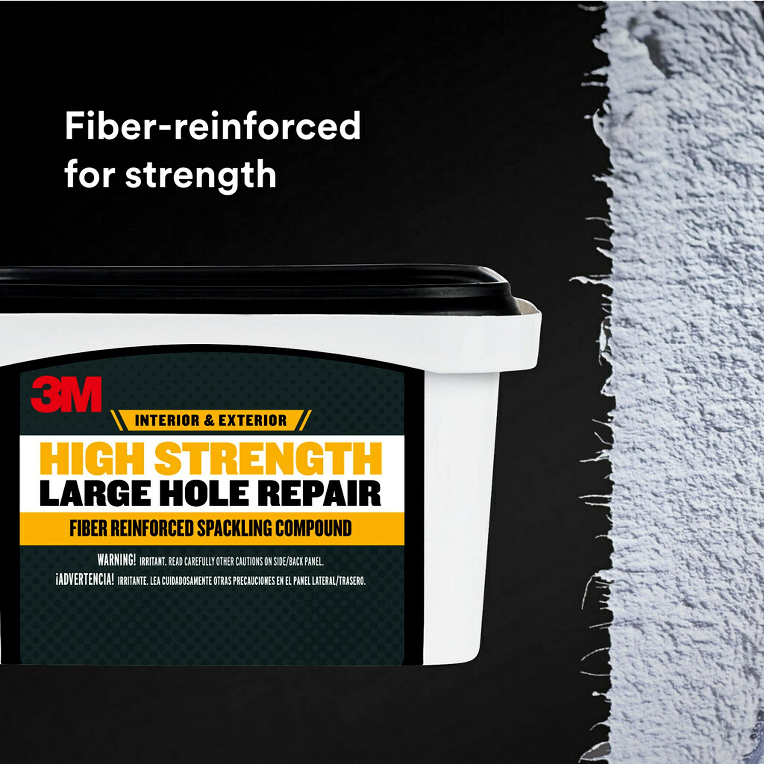 3M High Strength Fiber Reinforced Spackling Compound, 32 oz., Ideal for Large Hole Repair Cracks and Damaged Surfaces in Drywall, Plaster, Stucco, Concrete and Wood, For Easy Wall Repair (LHR-32-BB)