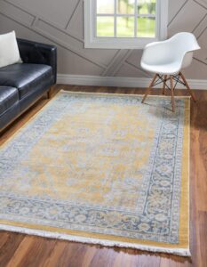 unique loom baracoa collection area rug - prado (8' 4" x 10' rectangle, yellow/ ivory)