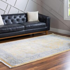 Unique Loom Baracoa Collection Area Rug - Prado (8' 4" x 10' Rectangle, Yellow/ Ivory)