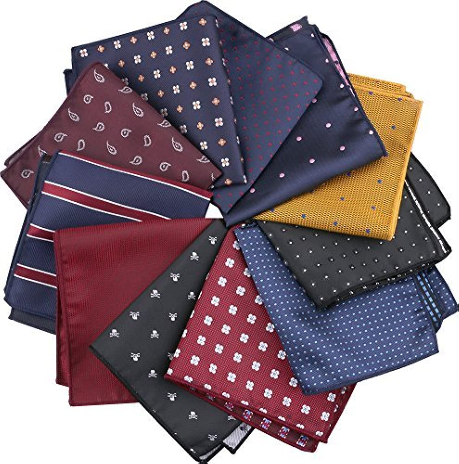 driew 11 Pcs Men Suit Pocket Square Handkerchiefs with Assorted Pattern