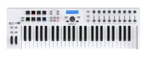 arturia keylab essential 49 - 49 key usb midi keyboard controller with velocity sensitive synth action keys, 8 drum pads, 9 faders, 9 knobs and analog lab v software included