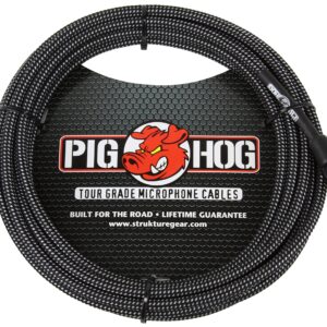 Pig Hog PHM10BKW Black/White Woven High Performance XLR Microphone Cable, 10 Feet