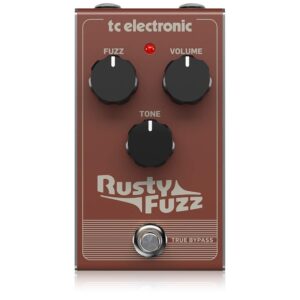 tc electronic rusty fuzz silicon-based transistor fuzz with vintage gated and velcro-like fuzz tones