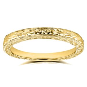 kobelli antique style engravings wedding band in 14k yellow gold, size 6.5