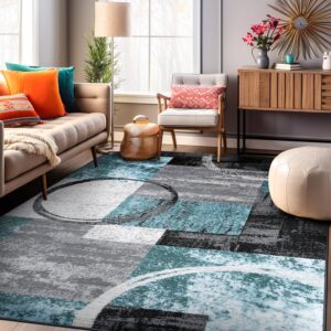 rugshop contemporary abstract circle design soft area rug 7'10" x 10'2" gray