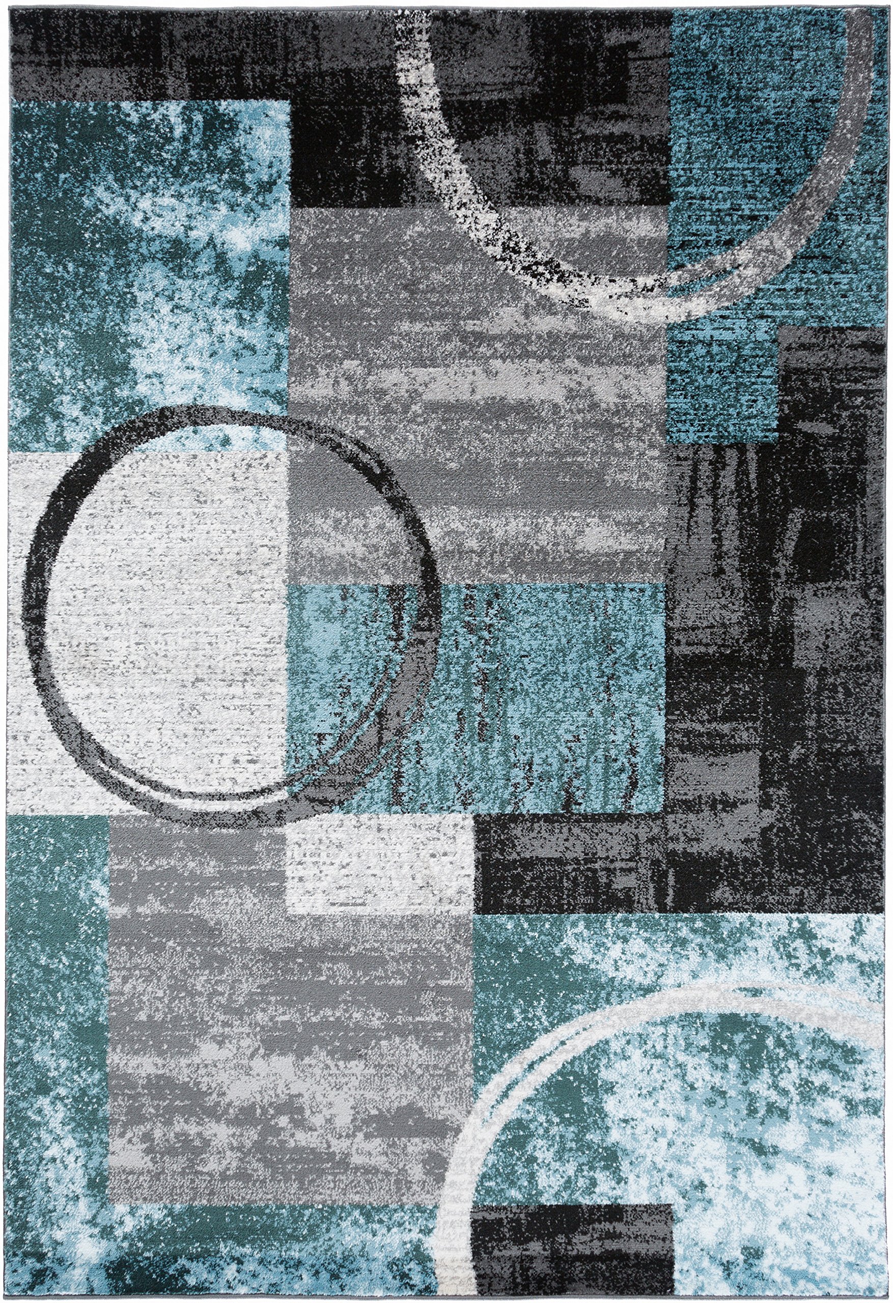 Rugshop Contemporary Abstract Circle Design Soft Area Rug 7'10" x 10'2" Gray