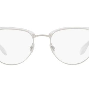 Ray-Ban RX6396 Round Prescription Eyeglass Frames, Silver White/Demo Lens, 51 mm