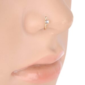 JewelMore 0.05ct Diamond Nose Ring Hoop - 14K White Gold or Yellow Gold (White Gold)