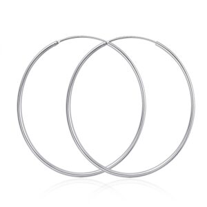 yfn large hoop earrings sterling silver polished round circle endless earrings diameter 50mm