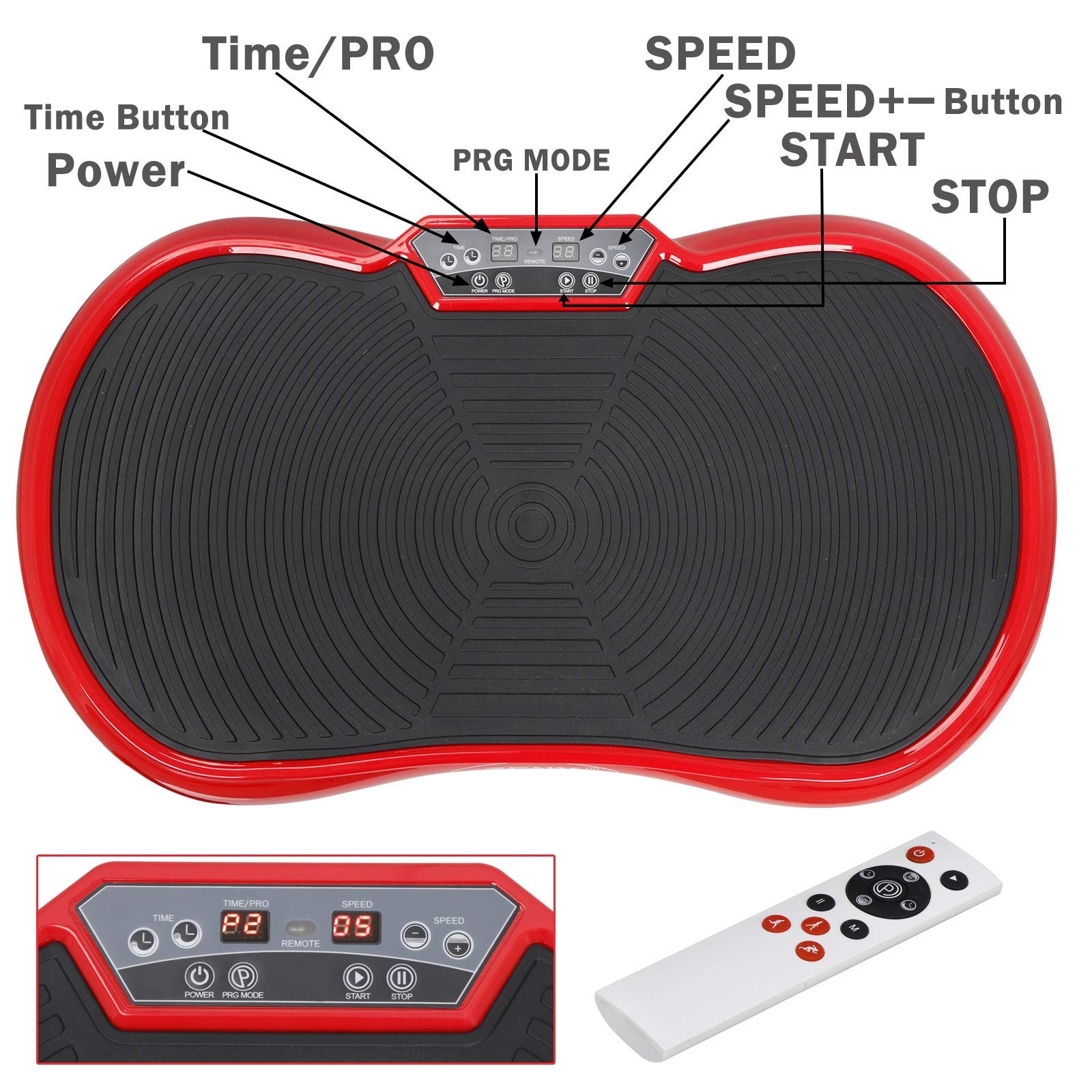 ZENY Vibration Plate Exercise Machine, Whole Body Workout Vibration Fitness Platform for Weight Loss, Toning Wellness, Home Gym Equipment (Red)