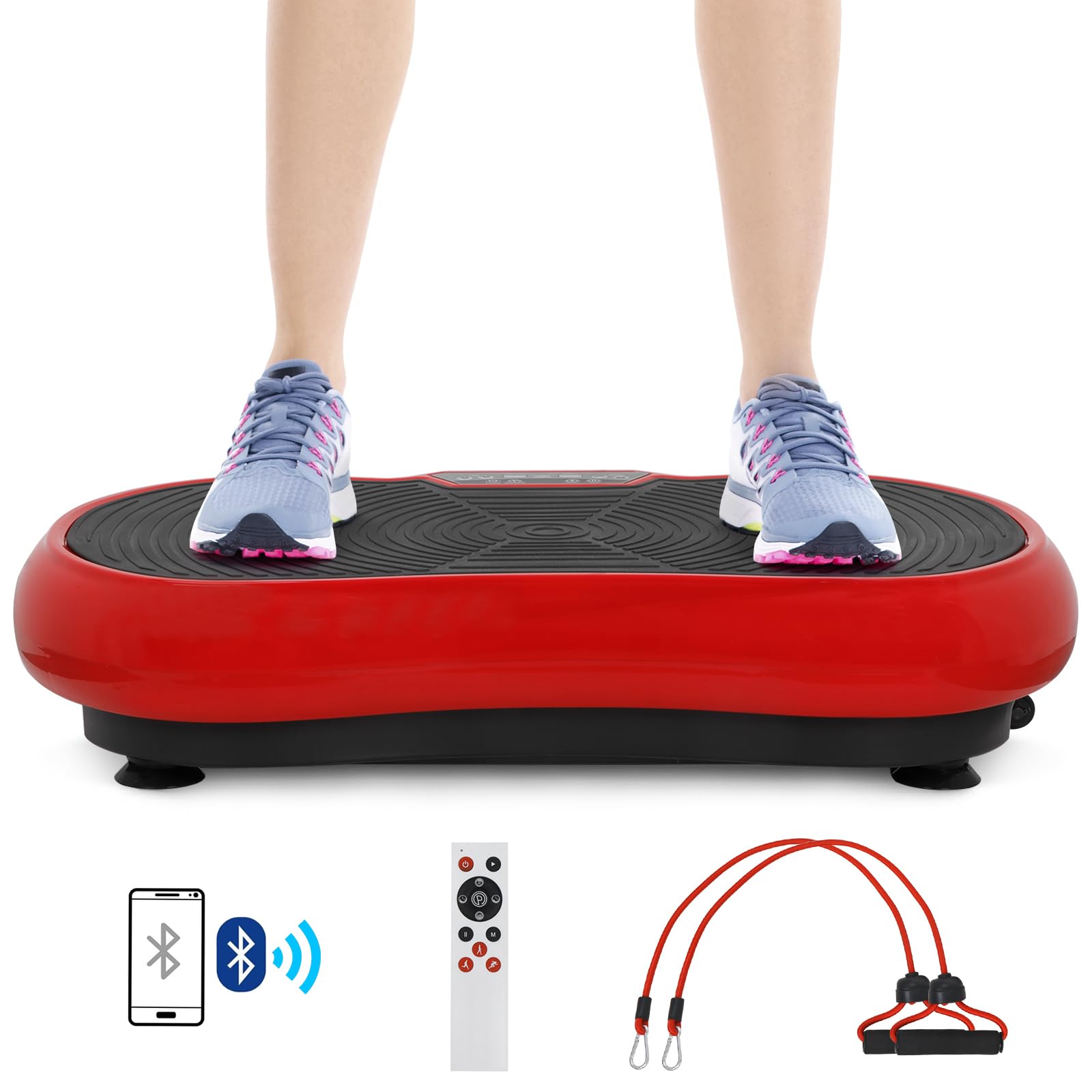 ZENY Vibration Plate Exercise Machine, Whole Body Workout Vibration Fitness Platform for Weight Loss, Toning Wellness, Home Gym Equipment (Red)