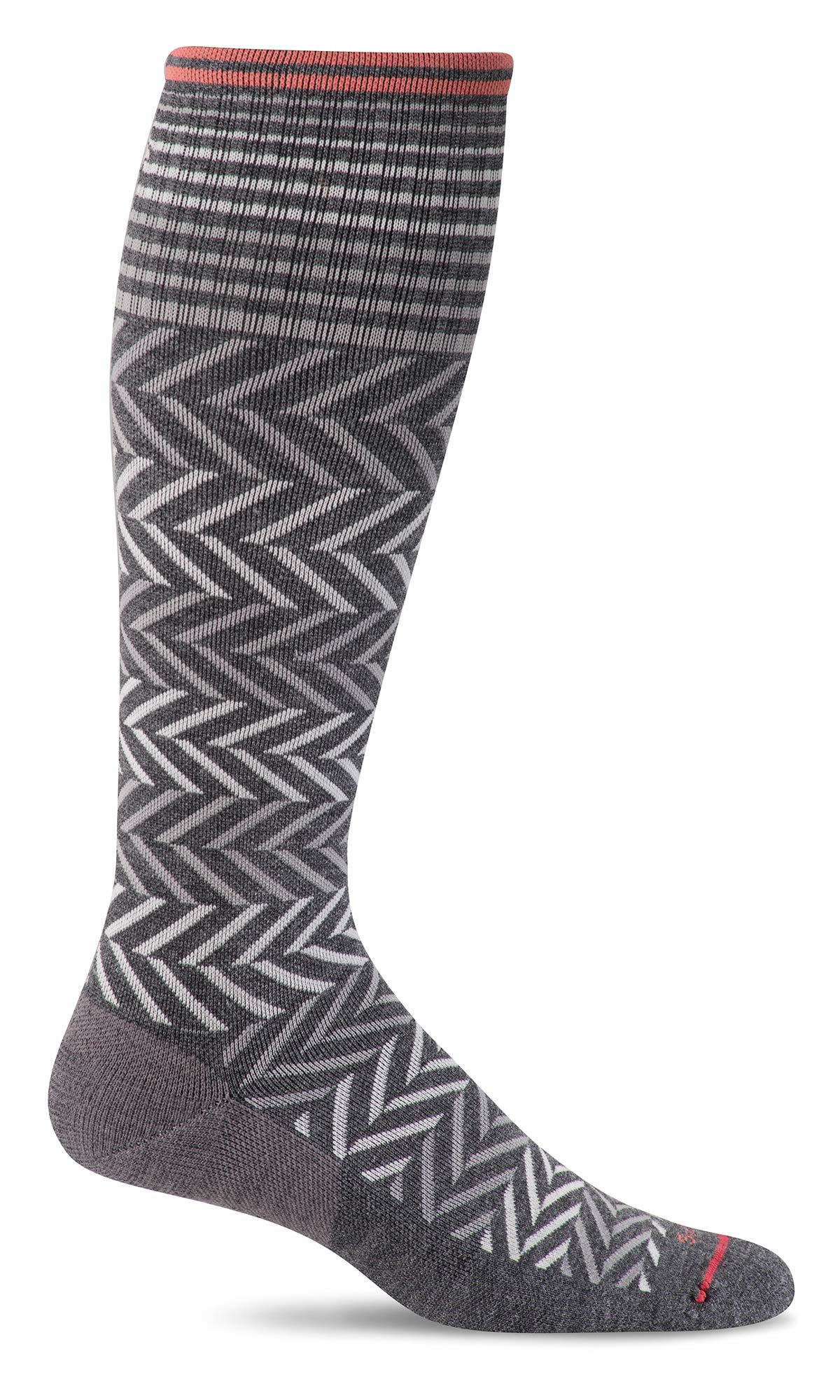 Sockwell Women's Chevron Moderate Graduated Compression Sock, Charcoal - S/M