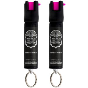 police magnum pepper spray self defense security- made in the usa - 3/4 ounce twist lock (2 pack .75 hot pink keyrings)