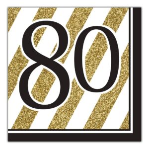 creative converting black and gold 80th birthday napkins (48 count)