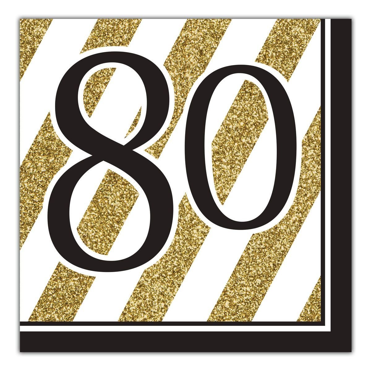 Creative Converting Black and Gold 80th Birthday Napkins (48 Count)