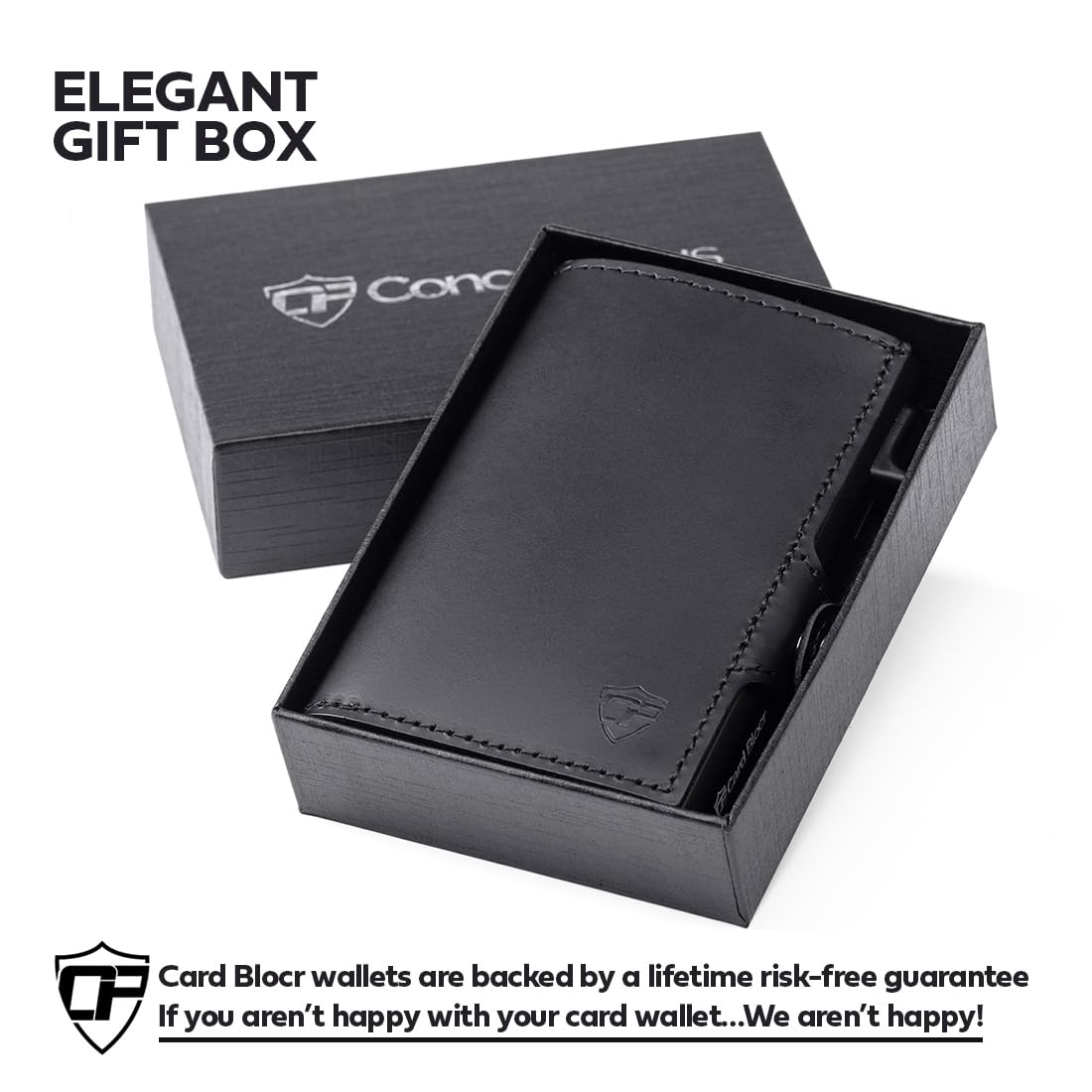 Minimalist RFID Blocking Leather & Titanium Men's Wallet with Pop Up Credit Card Holders