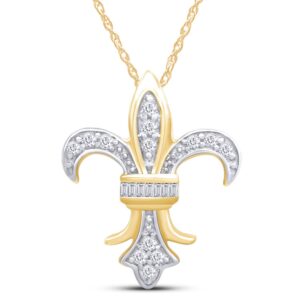 affy 1/4 ct cubic zirconia fleur-de-lis pendant in 14k yellow gold over sterling silver